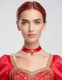 Red Fancy Dress For Woman Face Swap