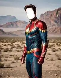 Adult Captain Marvel Fancy Dress Face Swap