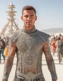 Burning Man Outfit Men Face Swap