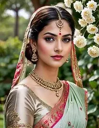 Moti Colour Saree Face Swap