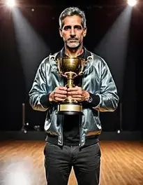 Free Age 46 Years Male With A Trophy Cup On The Stage Face Swap