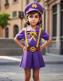 Waluigi Costume Girl Face Swap