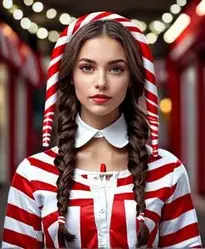 Candy Cane Costume Girl Face Swap