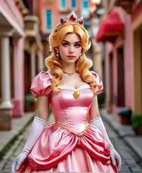 Super Mario Princess Peach Woman Costume Face Swap