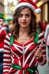 Candy Cane Costume Woman Face Swap