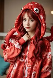 Free Adult Red Octopus Kigurumi Pajama Face Swap