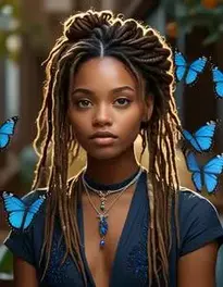 Long Blue Butterfly Locs Face Swap