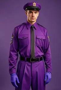 Purple Security Guard Costume Face Swap