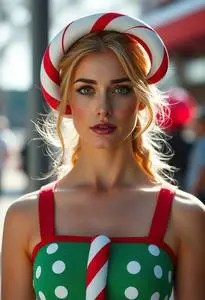 Free Candy Cane Costume Woman Face Swap