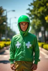 Free Green Cross Code Man Costume Face Swap