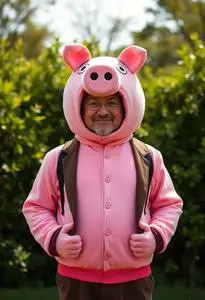 Man Peppa Pig Daddy Pig Costume Face Swap