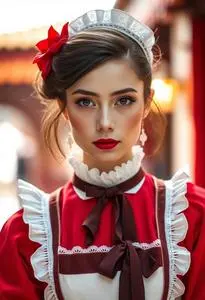 Free Red French Maid Outfit Face Swap