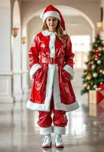 Pvc Santa Outfit Costume Face Swap
