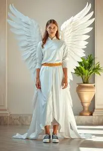 White Angel Wings Costume Extra Large Size Adult Face Swap