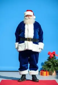Free Blue Santa Claus Suit Face Swap