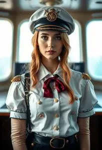 Ship Captain Costume Girl Face Swap