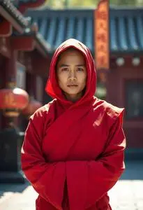 Red Monk Costume Face Swap