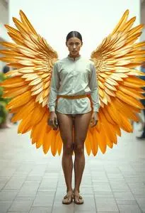 Gold Feather Wings Costume Face Swap