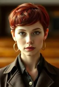 Ruby Red Short Hairstyle Face Swap
