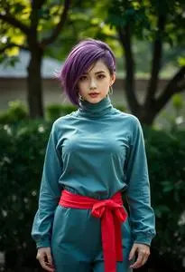 Free Woman Bulma Cosplay Costume Fancy Dress Face Swap