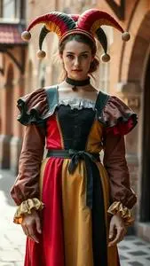 Medieval Jester Costume Woman Face Swap
