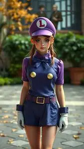 Waluigi Costume Girl Face Swap