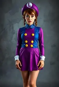 Waluigi Costume Girl Face Swap