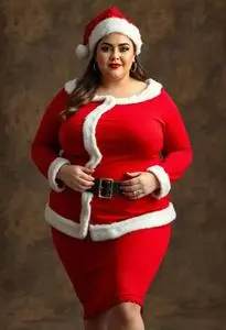 Plus Size Woman Santa Outfit Costume Face Swap