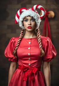 Candy Cane Outfit Woman Costume AI Face Swap