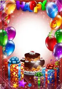 Free Birthday Photo Frame With Balloons And Cake Insert Photos