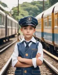 Boy Train Conductor Outfit Fancy Dress Face Swap