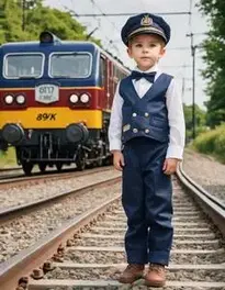 Free Boy Train Conductor Outfit Fancy Dress Face Swap
