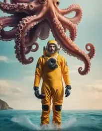 Diver And Octopus Face Swap